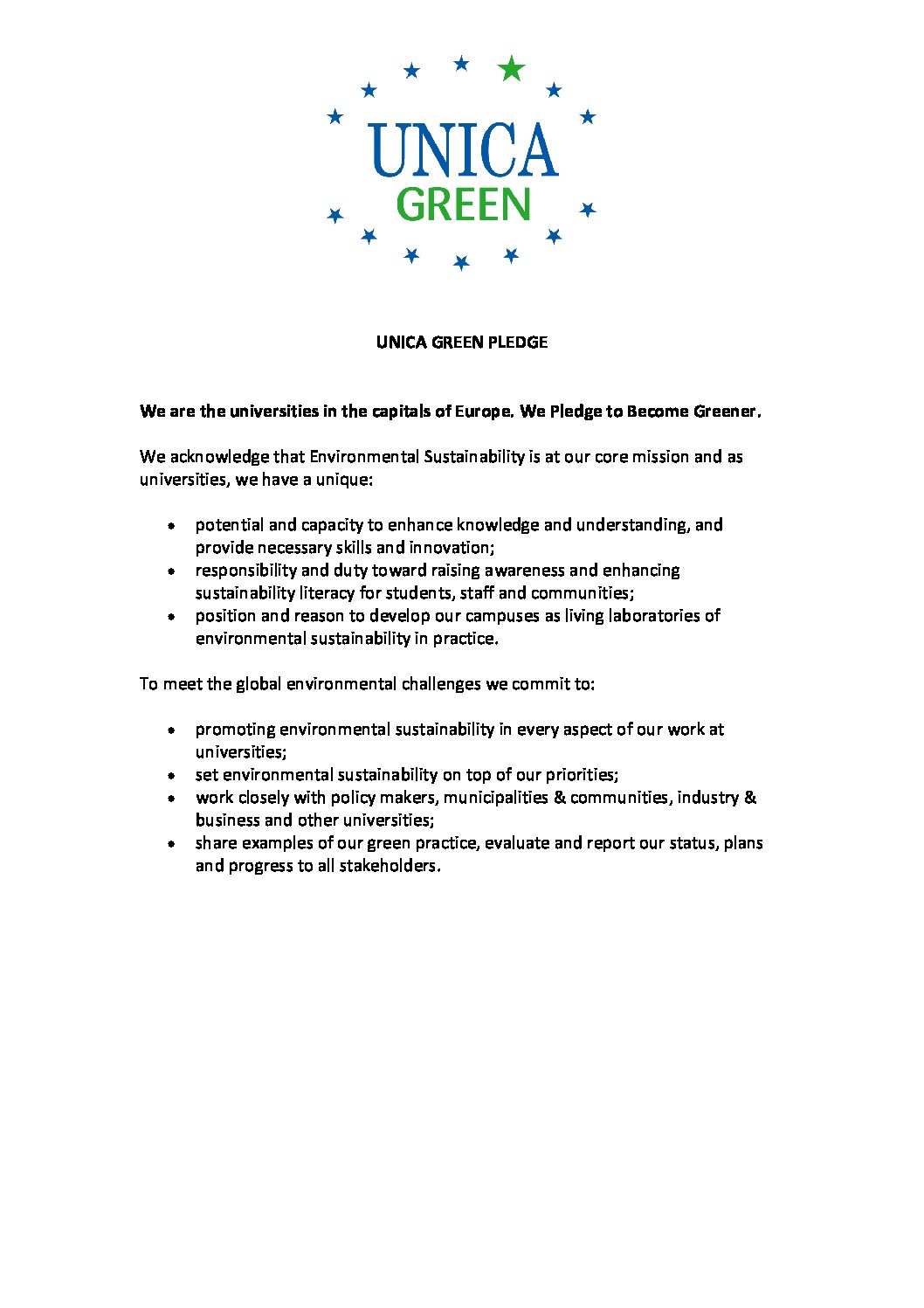 UNICA-GREEN-PLEDGE | UNICA